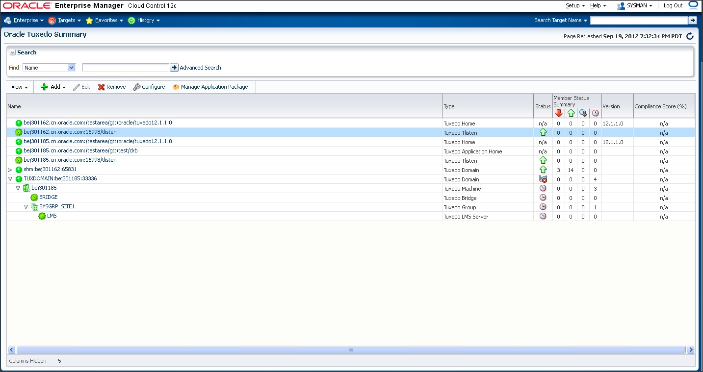 Enterprise Manager for Oracle Tuxedoの使用
